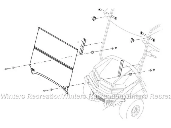 Club Car Onward, Standard Clear Windshield Kit - Winters Recreation